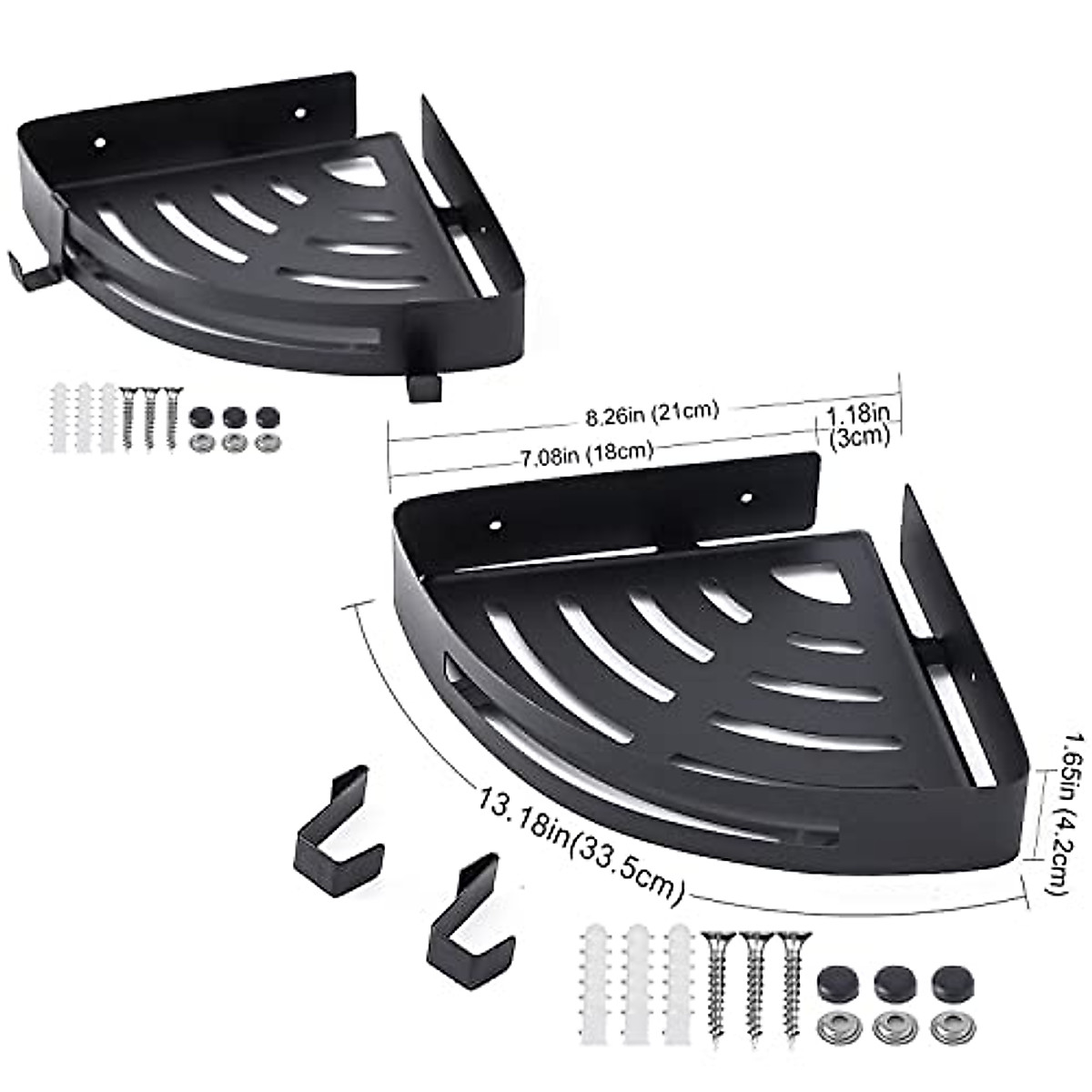 JOPOFI 2 Pack Corner Shelf Bathroom Shower Caddy Organizer for Kitchen Toilet, SUS304 Stainless Steel Bathroom Corner Shelves Shower Caddies - Matte Black