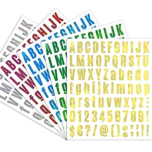 15 Sheets 1215 Pcs Laser Self-Adhesive Letter Stickers Shiny Sparkle Vinyl Letter for Water Bottle Alphabet Number Stickers Mailbox Numbers DIY Decals for Scrapbooks Sign Home School Office Decoration