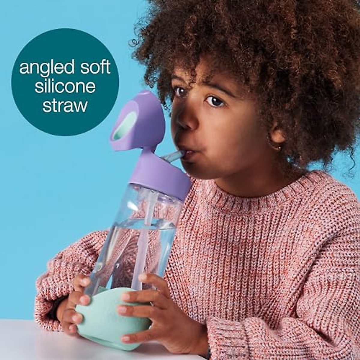 b.box 20oz Tritan Straw Bottle | Large, Modern Water Bottle with Flip Straw for Kids | Spill Proof, BPA Free (Emerald Forest, 20 oz)