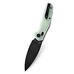 BESTECHMAN Ronan EDC Folding Knife Jade G10 Handle Pocket Knife, 14C28N Steel Thumb-Stud Outdoor Tools, BMK02I (Jade Handle)