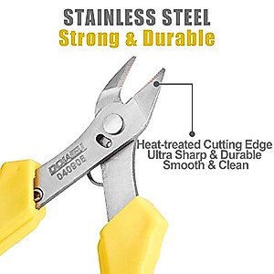 DOWELL Flush Cutter Micro Wire Cutters 5 Inch Stainless Steel Side Cutting Pliers Tools Precision Cutter for Soft Wires