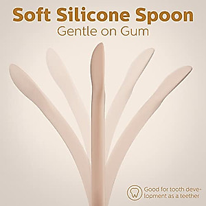 5 Pieces Silicone Baby Spoons Kids Utensils Self Feeding Supplies First Stage Baby Heat Resistant Food Spoon Safe Infant Baby Spoon for Over 6 Months Babies Boy Girl Toddlers