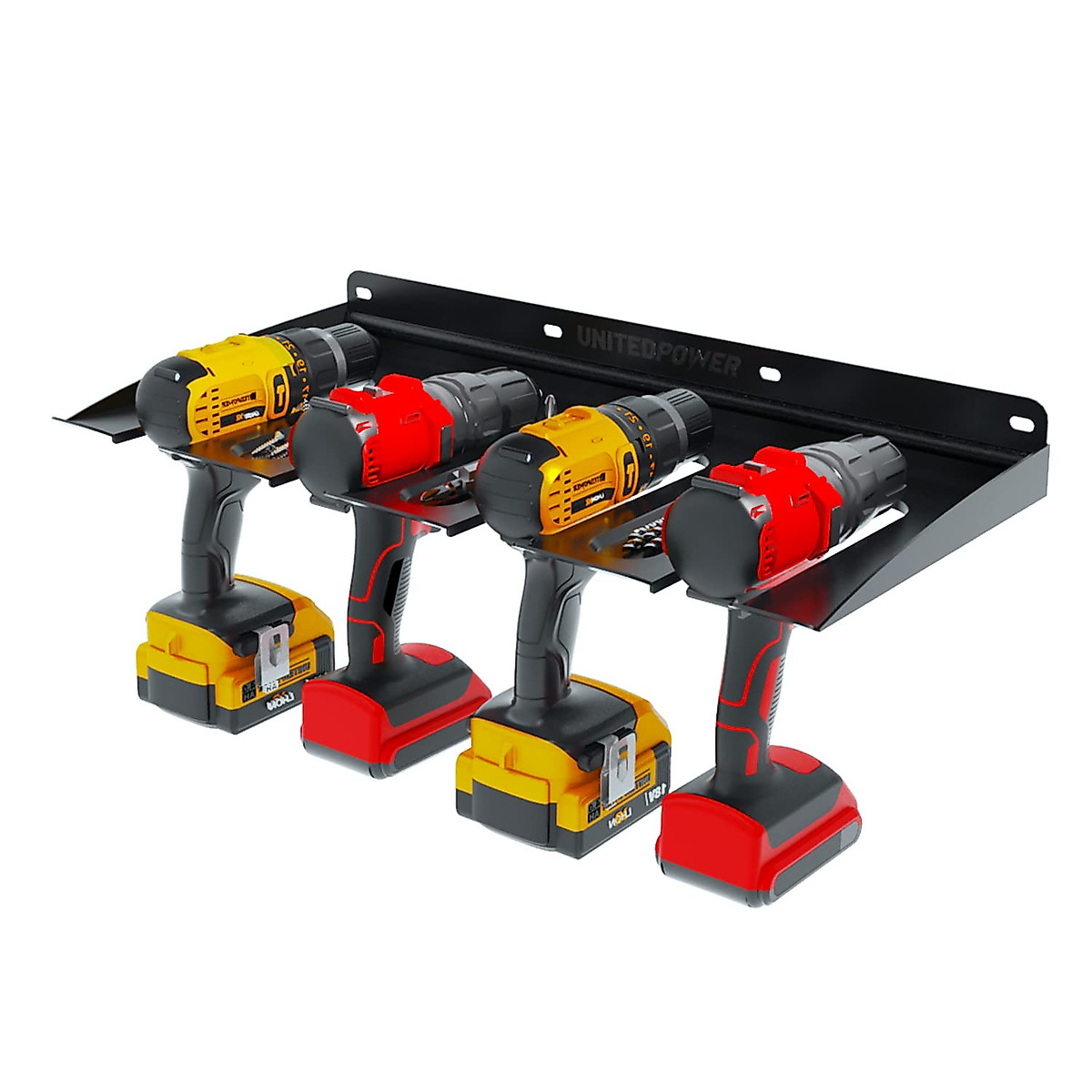 UNITEDPOWER Electric Drill Storage Rack, Holds 4 Drills, 2022 Upgraded Wall Mounted Power Tool Organizer for Workshop, Shed, Garage, Home (Drill Rack)