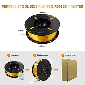 FilaBees PLA 3D Printer Filament, PLA Filament 1.75mm Dimensional Accuracy +/- 0.02 mm, 1kg Spool (2.2lbs),1.75 mm, Fit Most FDM Printer,Silk Gold