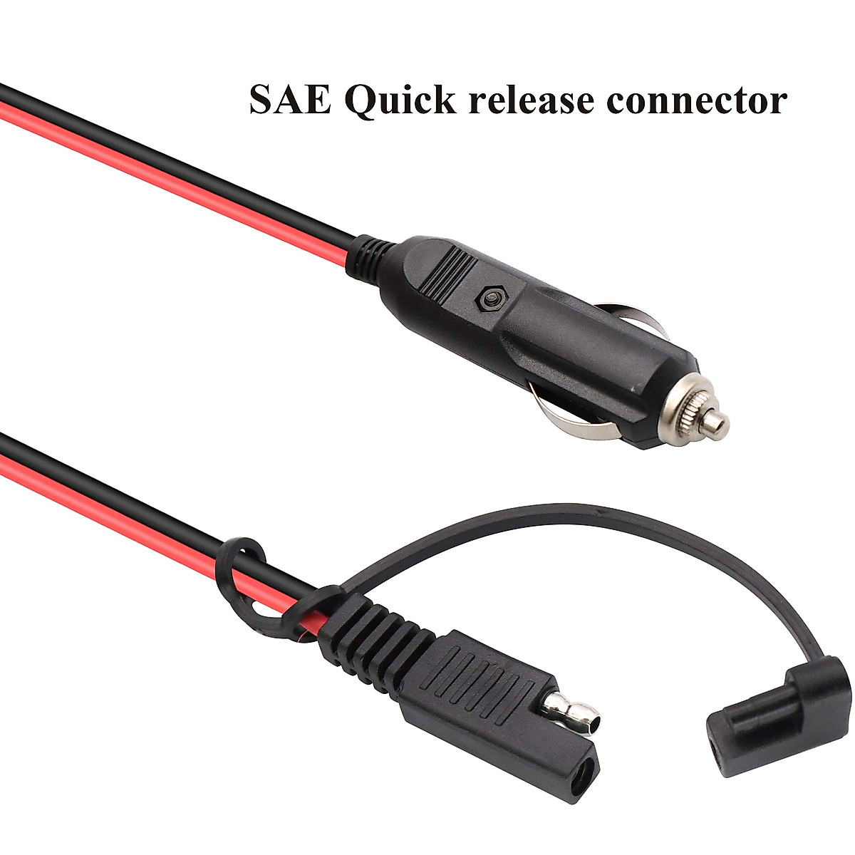 AAOTOKK Cigarette Lighter SAE Cable,16AWG 12V Cigarette Lighter Male Plug to SAE 2 Pin Quick Release Disconnect Connector Plug Adapter Extension Charging Cable with Fuse and Switch(2.4m/7.8ft-M)