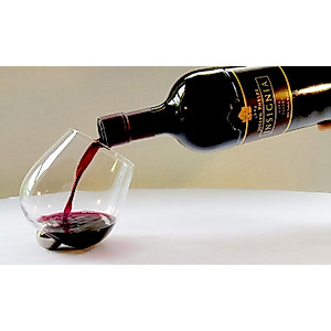 Aura Glass 14oz Stemless Aerating Wine Glasses (Set of 2) - No Spill Glass Tumblers for Red or White Wines that spin on a stainless steel ball, Coasters sold separately, Made in USA