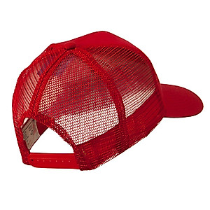 6 Panel Mesh American Flag White Patch Cap (One Size, Red)