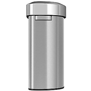 iTouchless 18 Gallon Semi-Round Stainless Steel Open Top Trash Can and Recycle Bin, 68 Liter, Slim and Space-Saving Design for Home, Office, Kitchen, Restaurant, Restroom, Large Capacity