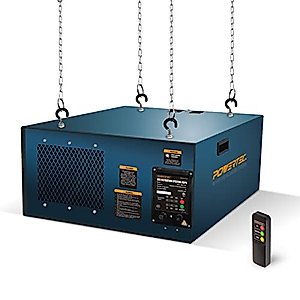 POWERTEC AF1045 Remote Controlled 3-Speed Air Filtration Systems (655/875/1060 CFM) Woodworking, Hanging Air Filter for Shop Dust Collectors, Workshop and Garage