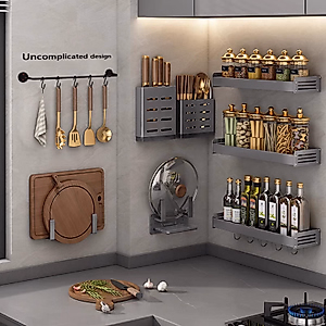 RETOONGKING Coffee Mug Holder Wall Mounted,1PC Coffee Cup Holder Coffee Mug Rack for Wall Black Metal Rod with 5 Removable Hooks,Organize Cooking Utensils or Mugs for Kitchen Restaurant Bar (1)