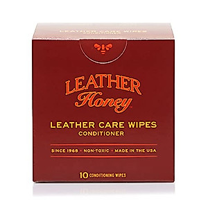 Leather Honey Leather Conditioner Wipes - Leather Conditioning Wipes for On-The-Go - The Best Leather Conditioner for Leather Car Seats, Furniture, Apparel and More - 10 Ready-to-Use Wipes