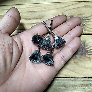 15 Pcs Luo ke Coarse Crimped Stainless Steel Wire Brush Set for Dremel Rotary Tool with 1/8" Mandrel (Bowl-Shape Brush)