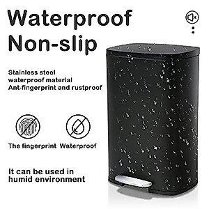Kitchen Trash Can with Lid, Foot Pedal, Inner Bucket Step Garbage Can, Fingerprint-Proof Stainless Steel, Quiet-Close Lid, 50 Liter / 13 Gallon Dog Proof