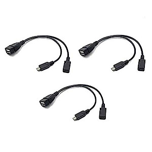 3 Pack OTG Cable Replacement for Fire Stick 4K, Compatible Samsung, Replacement for Amazon Fire TV, Compatible with LG Android Phone Tablet Micro USB Host with Micro USB Power