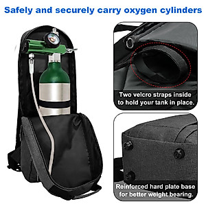 iGuerburn Oxygen Tank Backpack Size D, Portable Oxygen Backpack for D/M15 JD/M22 Cylinder Bag O2 Tank Carrier Holder for Travel (Black)