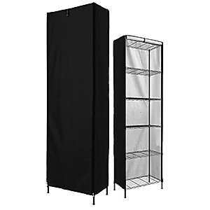Sealcover 6-Tier Storage Shelf Wire Shelving Cover,Wire Rack Cover, High Density Shelf Cover W21.65 xD11.8 xH62, Black Storage Rack Cover Used to Cover Sundries.