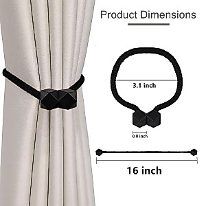 CWJCYTNSN Magnetic Curtain Tiebacks 4 Pack, 16 Inch Outdoor Curtain Tie Backs for Drapes, Modern Curtain Ties for Sheer,Decorative Twist Curtain Holders for Blackout Sheer Window Treatment