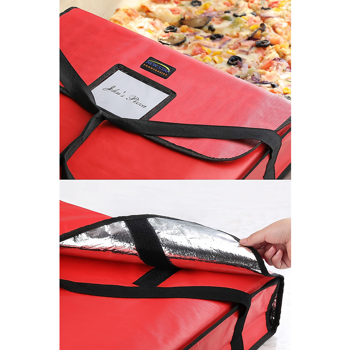New Star Foodservice 50110 Insulated Pizza Delivery Bag, 22" by 22" by 5", Red