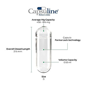 Capsuline Spirulina Colored Size 0 Empty Vegan Capsules Blue/Blue - 100 Count - Vegetarian Empty Pill Capsuless - DIY Vegetable Capsule filling - Veggie Pill Capsules - Kosher and Halal Certified