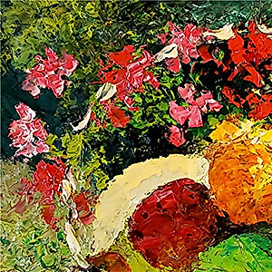 Fruit Basket and Flowers, Still Life By Internationally Renowned Artist Andre Dluhos