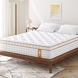 BedStory Queen Mattress, 12 Inch Hybrid Mattress with Gel Memory Foam Pocket Spring Motion Isolation Pressure Relief Medium Feel Queen Size Mattress CertiPUR-US