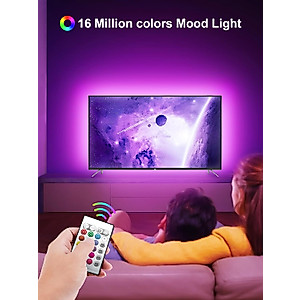 GIPOYENT TV Light Strip, Music Sync LED TV Backlights, for 32-50 Inch TV, LED TV Light with Bluetooth Function - RGB Color Changing Light Strip for Home Theater (9.8ft)