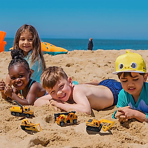 ANDOLO Construction Truck Toys, 6Pcs Mini Engineer Car Toys Small Construction Vehicle Bulldozer Roller Excavator Cement Mixer Truck Dump Tractor Cake Topper Party Favors Sand Beach Toy