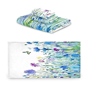 Flradish Watercolor Flowers Butterflies Towels 3 Pack Bath Towels for Bathroom Set Soft Cotton Highly Absorbent Lightweight & Quickdry Towel Set 1 Bath Towel,1 Hand Towel,1 Washclothe