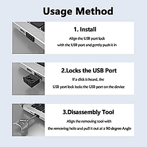 USB Port Blocker with 1 Key and 20 USB Lock,Protect Information Security,Removable USB 2.0/3.0 Port Plug Cover Cap Female Jack Interface Anti Dust Protector (Bl'ack)