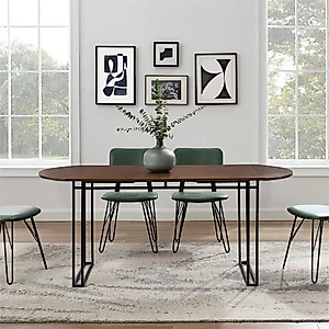 Pemberly Row Farmhouse 72" Oval Drop Leaf Dining Table in Walnut