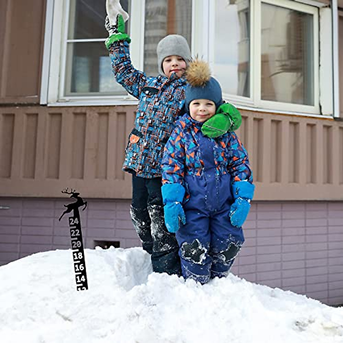 Protractor for Geometry Clear with Gift 24cm Snowflake Snow Measuring Instrument Snowmobile Snow Measuring Instrument Metal Snow Measuring Ruler Outdoor Garden Ornament Angle Metal (Black, One Size)