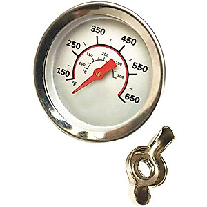 1.8 Inch Barbecue Grill Temperature Gauge Replacement for CharBroil Models Pit BBQ Thermometer Fahrenheit and Heat Indicator for Meat Cooking, Stainless Steel Temp Gauge