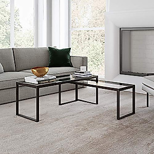 Henn&Hart Rectangular Nested Coffee Table in Blackened Bronze, Modern coffee tables for living room, studio apartment essentials