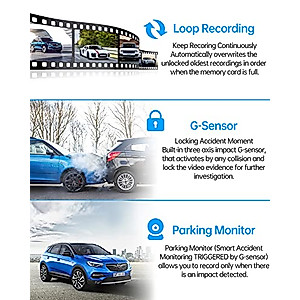 1080P Mirror Dash Cam 4.3in Touch Screen, Front and Dash Waterproof Backup Camera Rear View Camera, Parking Assistance, Loop Recording, G-Sensor, Monitor, Free 64GB Memory Card