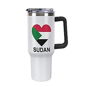 Love Sudan 40oz Water Bottle Double Wall Insulated Tumbler with Handle Leakproof Travel Mug Black-style