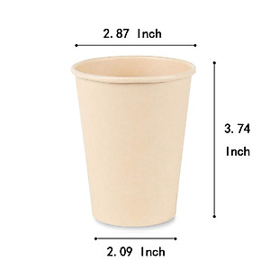 JAYEEY Disposable Coffee Cups Bamboo Paper Cups Coffee Cups, Brown Hot Cups 120 Count 10 OZ Water cups