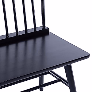 DUHOME Entryway Bench, Black Dining Bench with Spindle Back Farmhouse Bench Wood Bench Windsor Bench for Foyer Balcony Living Room, Black (Black, Bench)