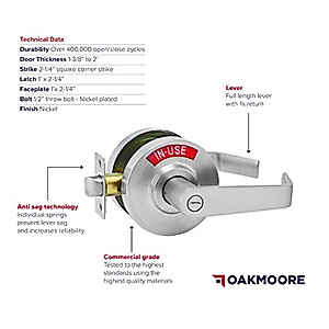 Commercial Grade Bathroom Door Lock with Occupancy Indicator - See Occupied Vacancy or Engaged Status On Public Restroom Toilet - with Deadbolt Locks