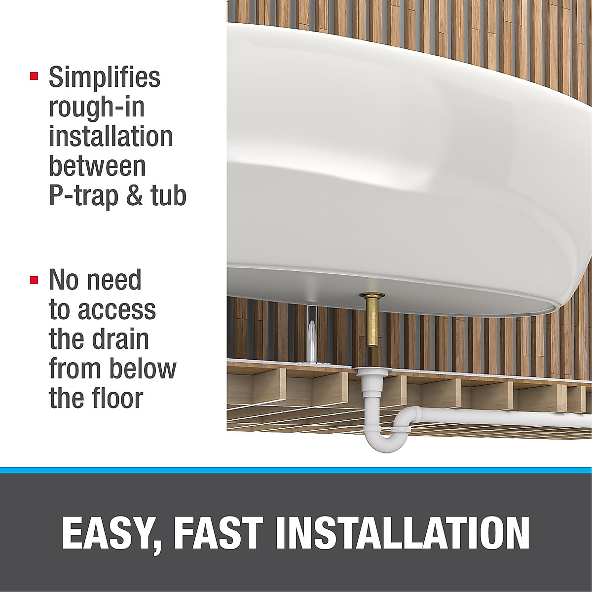 Oatey 46000P PVC Universal Freestanding Tub Drain Kit, White