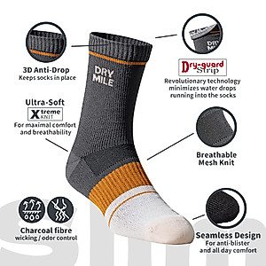 DRYMILE Slim Waterproof Socks, Thin Moisture Wicking Winter Waterproof Socks for Men & Women, Golf, Cycling - Crew (L, Charcoal and Khaki)