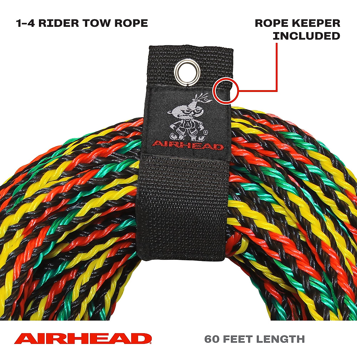 Airhead Tow Rope | 1-4 Rider Rope for Towable Tubes Multi, 9/16"