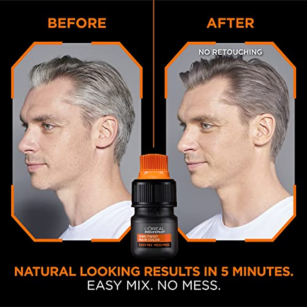 L’Oreal Paris Men Expert One Twist Mess Free Permanent Hair Color, Mens Hair Dye to Cover Grays, Easy No Mix Ammonia Free Application, Dark Blonde 07, 1 Application Kit
