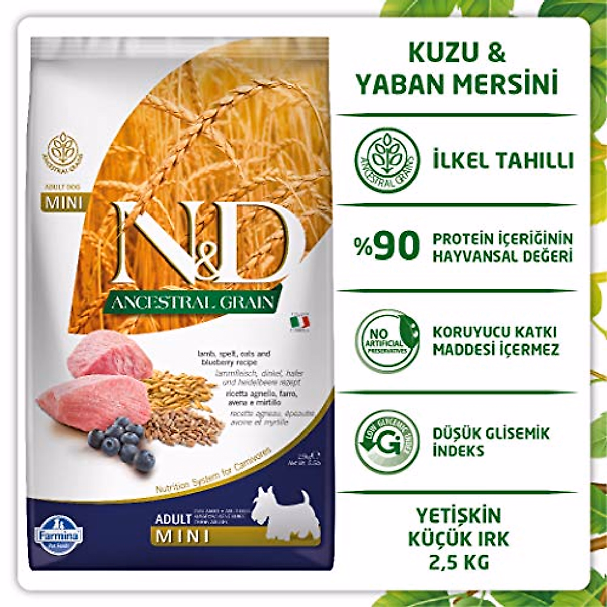 Farmina Natural And Delicious Lamb And Ancestral Low-Grain Formula Small Bites Dry Dog Food, 5.5-Pound