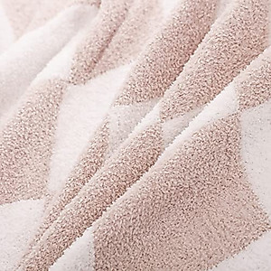 WESHIONGOO Throw Blankets Checkered Blanket Checkerboard Throw Blanket Chessboard Gingham Blanket Shaggy Cozy Reversible Decorfor Couch Bed Sofa (Light Khaki, 50"×60“)