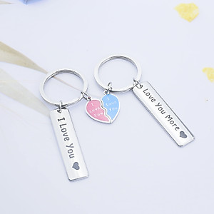 I Love You More Keychain Set Puzzle Piece Keychain Matching Couple Keychain Couples Gifts Birthday Gifts for Lover Boyfriend Girlfriend Husband Wife Gifts (BarKS)