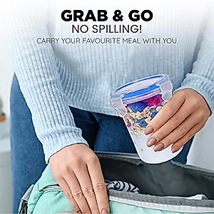 Overnight Oats Container with Lids (Set of 4) plus the Spoon - Perfect for meal prep and breakfast on the go, Oatmeal Container To-Go, Overnight Oats Containers With Lids, Overnight Oats Jars, Microwave Safe BPA Free