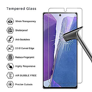 TOCOL 4 Pack fit for Samsung Galaxy Note 20 5G (Not for Ultra)- 2 Pack Tempered Glass Screen Protector and 2 Pack Tempered Glass Camera Lens Protector Bubble Free Case Friendly 9H Hardness