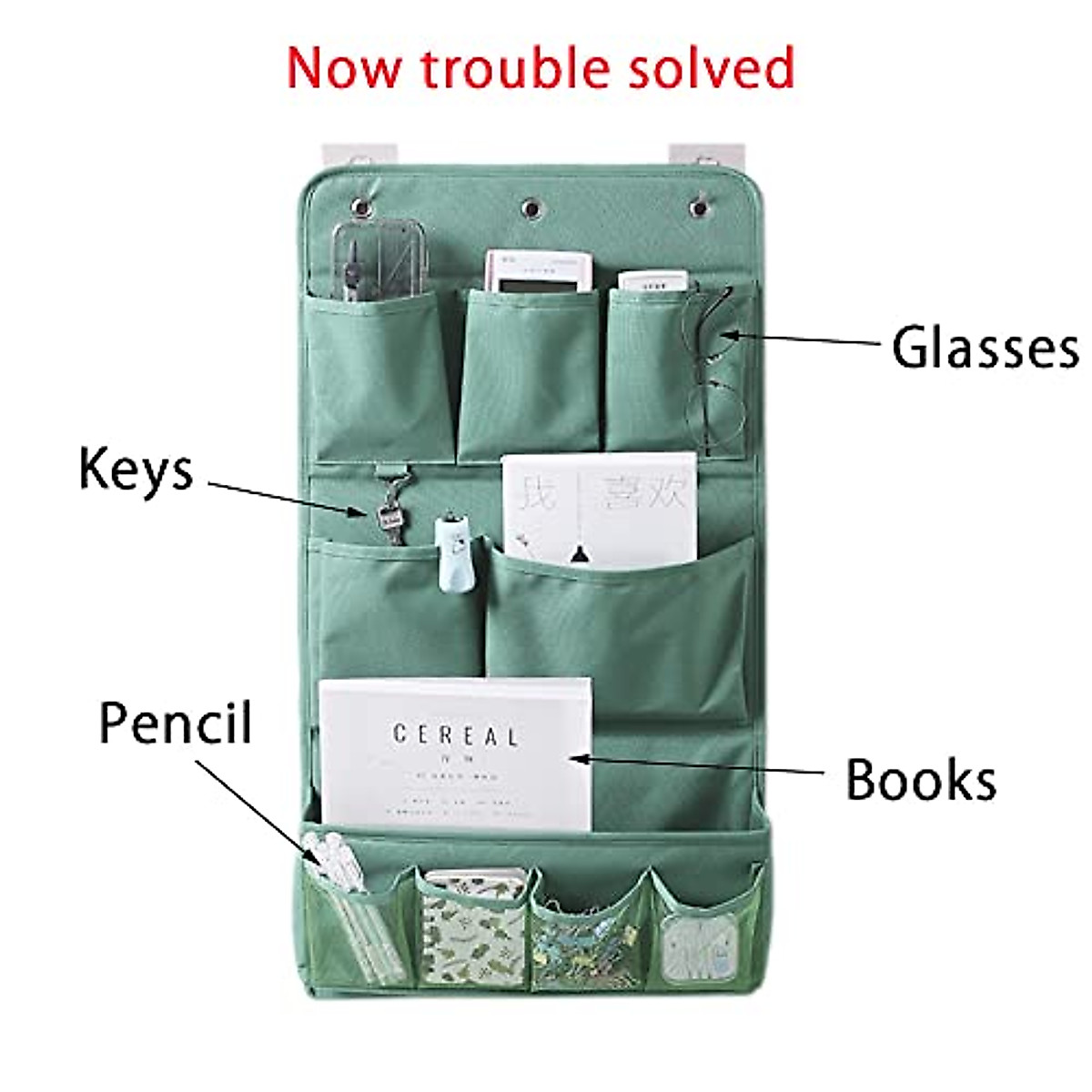 HSLFUAI Hanging Storage Bag for Bathroom, Behind Door, Bedroom, Washing Table Storage, Multifunctional Storage Bag with 3 Sticky Wall Hooks (3Layer, Blue)