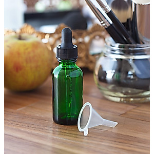 JUVITUS 1 oz / 30 ml Green Glass Boston Round Empty Bottle with Graduated Measurement Glass Dropper (24 Pack)