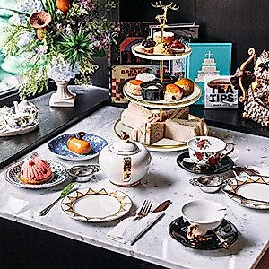 3 Tier Porcelain Cake Stand，Afternoon Tea Stand，3 Tier Cupcake Stand for Party，Dessert Table Display Set，Cupcake Stand for 24 Cupcakes，Tiered Tray Stand，Three Tier Dessert Stand